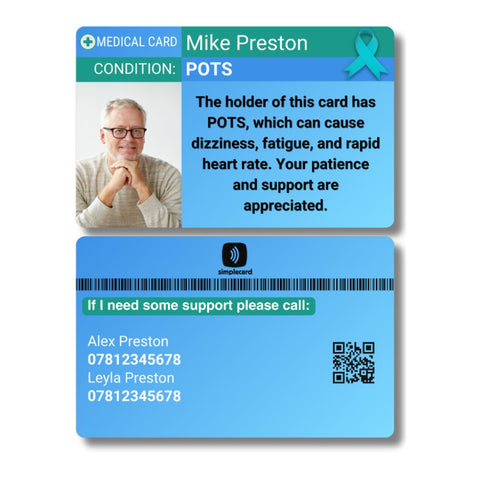 SIMPLECARD POTS Medical ID Card - Personalised ICE Awareness Card